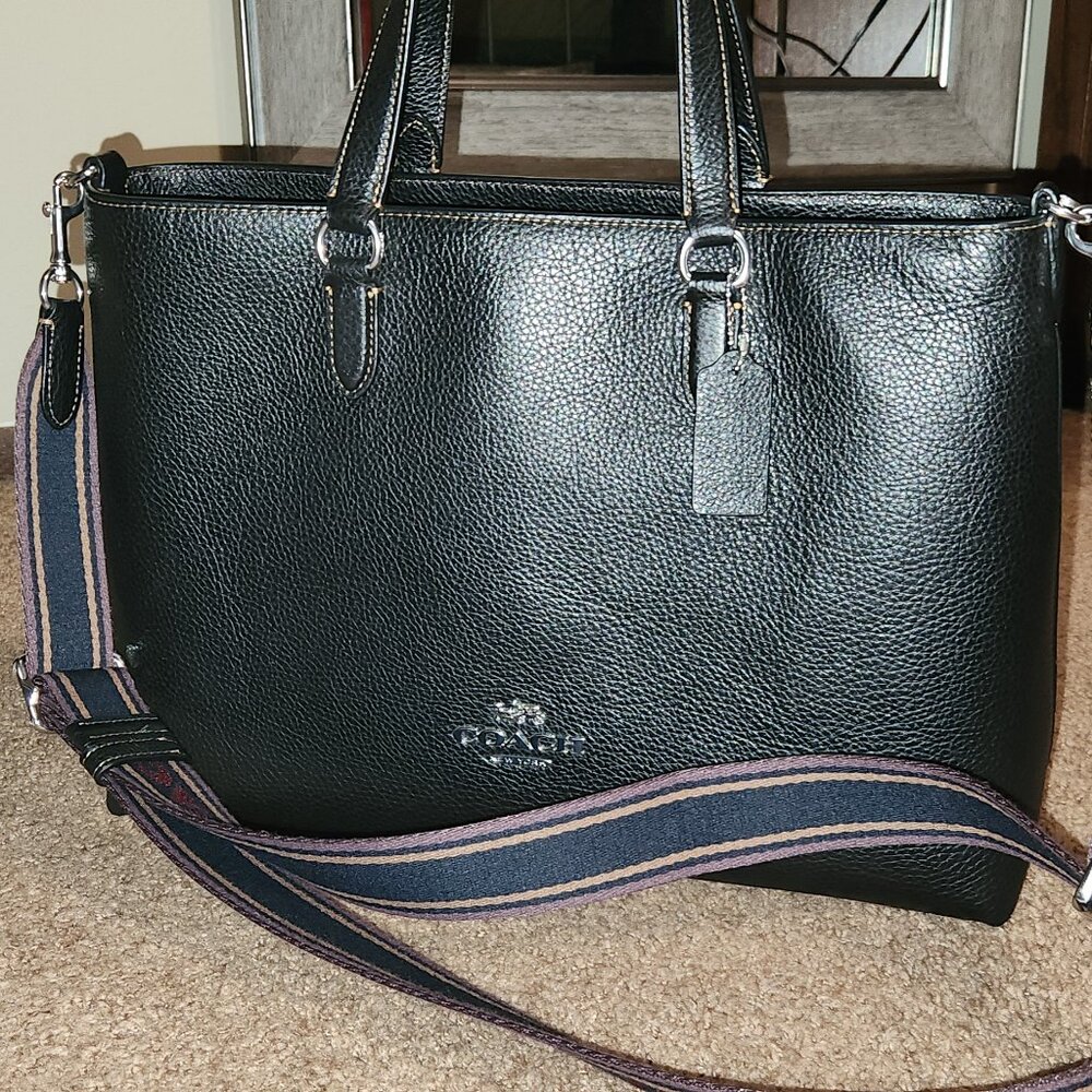 Coach Leather Carryall With Webbed Strap - Gem